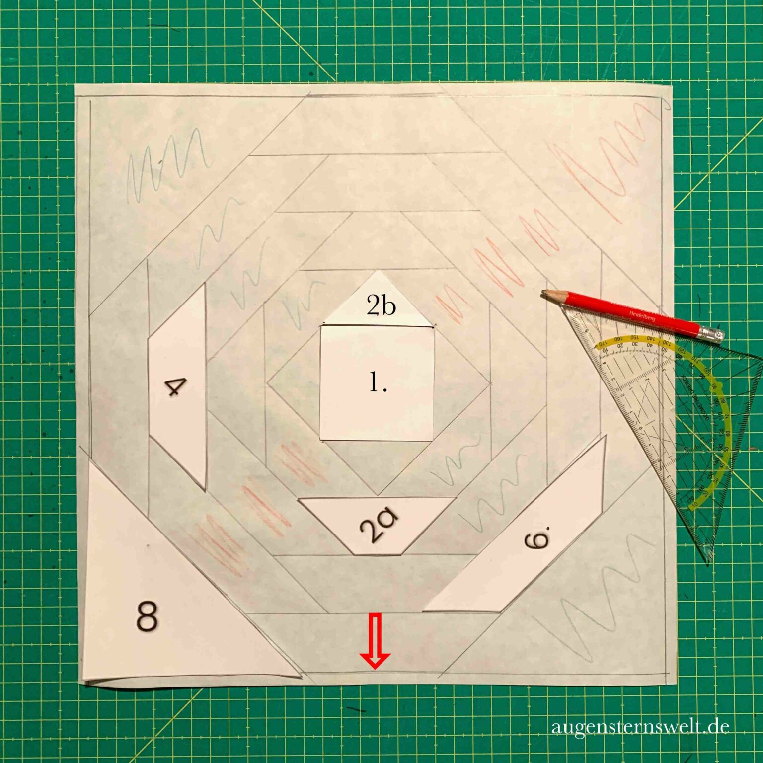 Quilt to Bee #2-21 ‚Pineapple Block‘ mit FPP genäht – Augensterns Welt