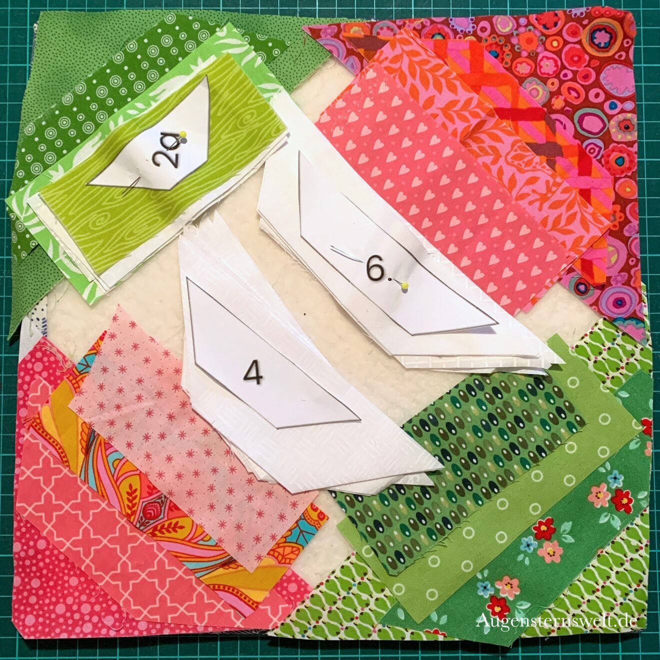 Quilt to Bee #2-21 ‚Pineapple Block‘ mit FPP genäht – Augensterns Welt
