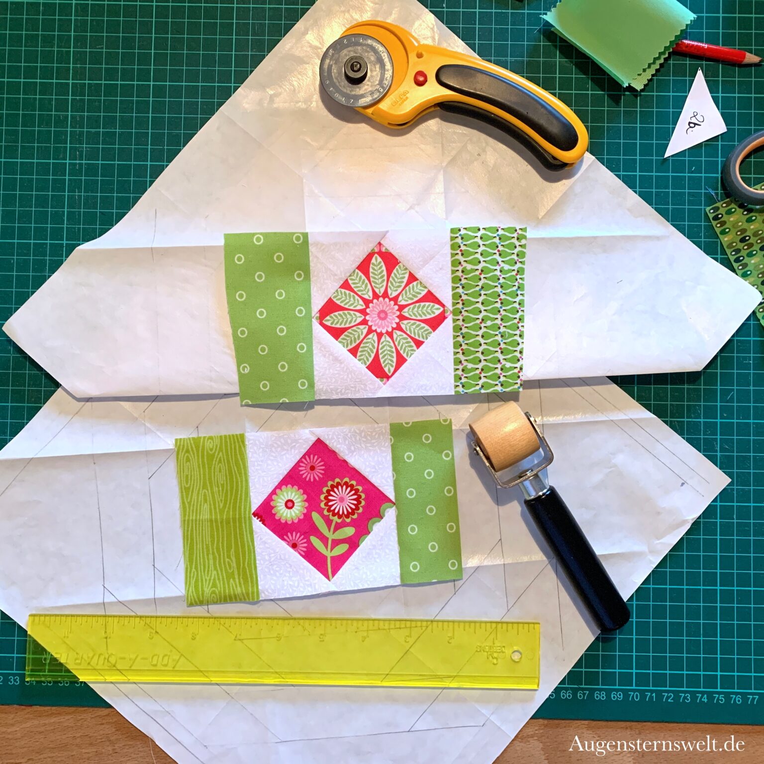 Quilt to Bee #2-21 ‚Pineapple Block‘ mit FPP genäht – Augensterns Welt